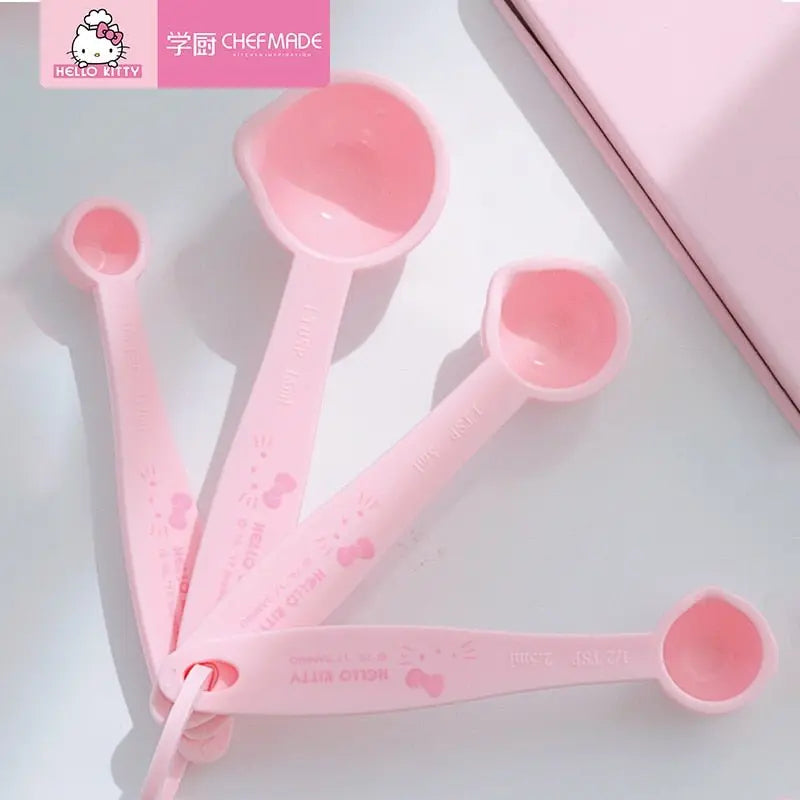 4 pcs/set CHEFMADE Hello Kitty Kitchen Double Scale Spoon Pink Baking ...